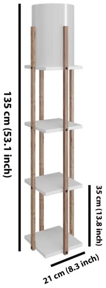 Stojací lampa s poličkami NORA 1xE27/40W/230V hnědá/bílá