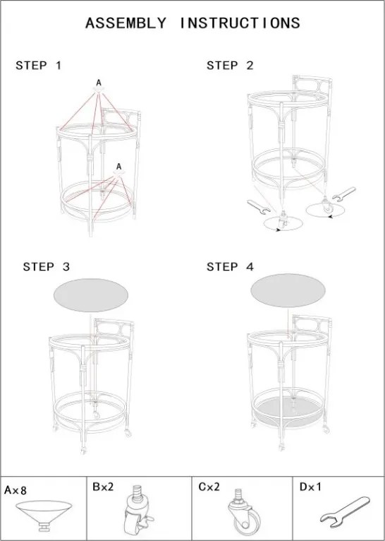 Designový servírovací vozík Gennipha 51 cm hnědý