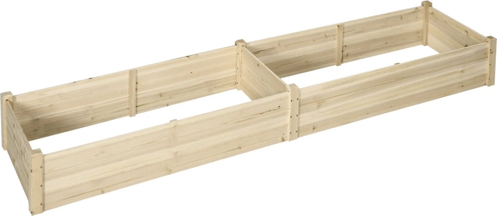 Outsunny Záhon, Zahradní Box s 2 Oblastmi pro Výsadbu, Zeleninový Záhon na Zeleninu a Bylinky do Zahrady, Terasy a Balkonu, Dřevo, Přírodní, 244 x 61…
