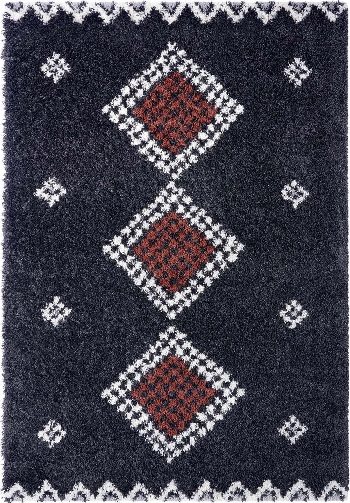Grafitově koberec shaggy boho Mint Rugs 120 x 170 cm