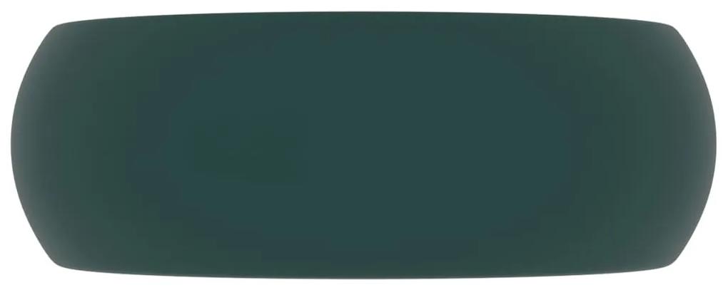 Luxusní umyvadlo kulaté matné tmavě zelené 40 x 15 cm keramické,  147003