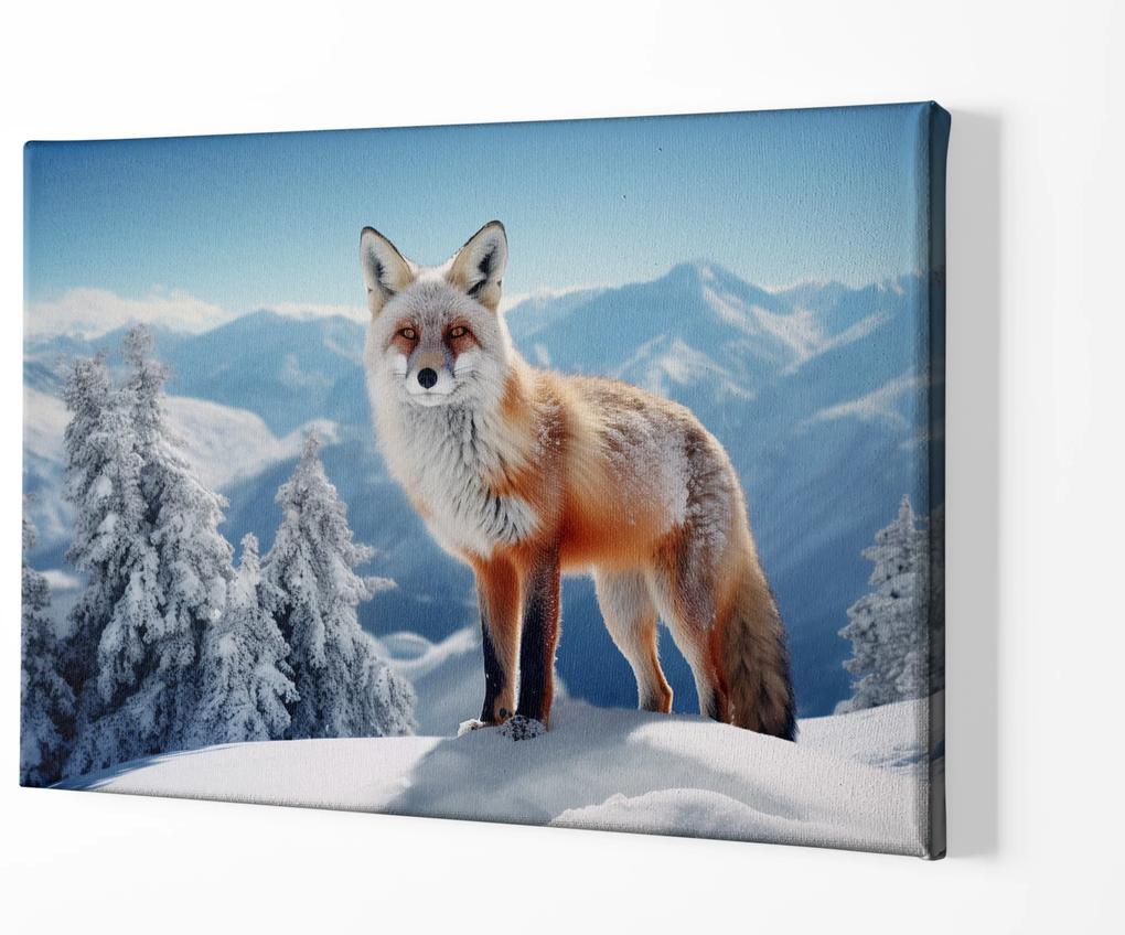 Obraz na plátně - Liška stojící v zasněžených horách FeelHappy.cz Velikost obrazu: 120 x 80 cm