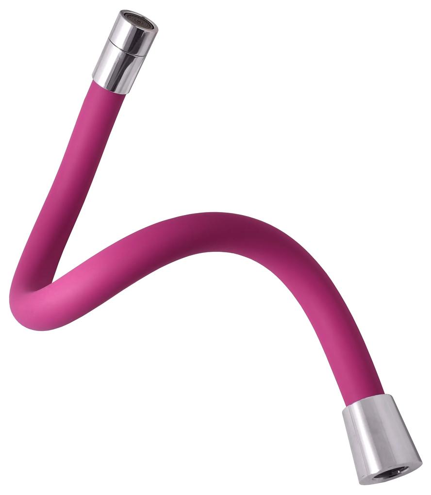 Vodovodní baterie dřezová s flexibilním ramínkem AMUR, Barva: chrom/růžová, Rozměr: 3/8''