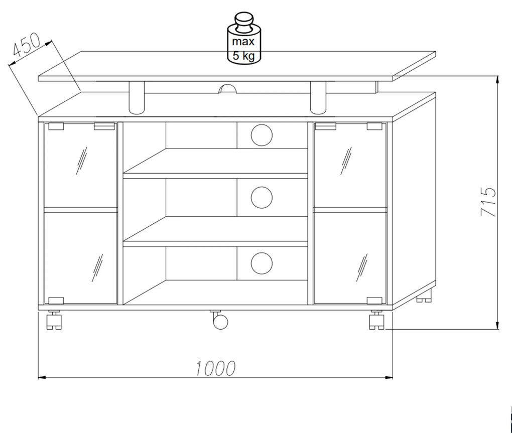 Sconto TV stolek RAT 338 dub sonoma/sklo