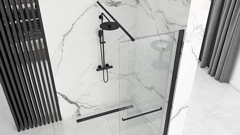 Rea - Cortis posuvná sprchová zástěna 120x195cm, 6mm sklo, čiré sklo/černý profil, REA-K8880