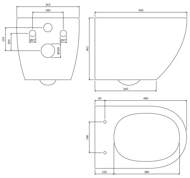 Aplomo Ottawa Comfort rimless WC závěsné se sedátkem