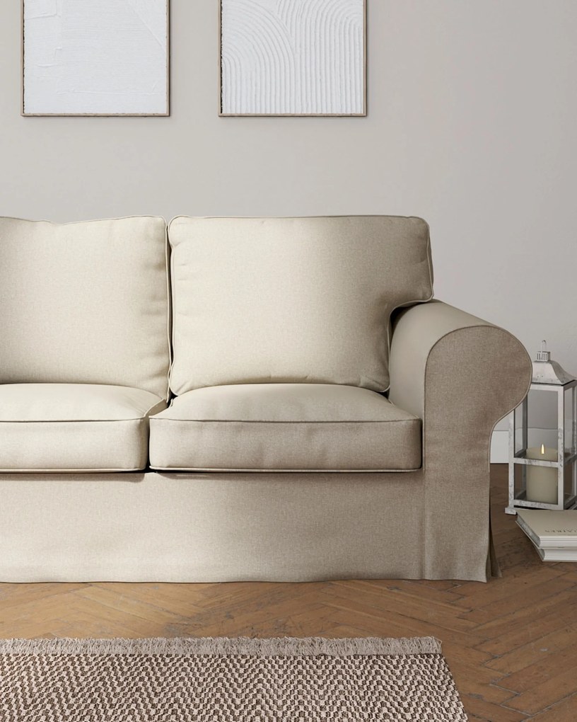 Potah na pohovku IKEA Ektorp 3-místná rozkládací, NOVÝ MODEL 2013 barva béžová látka pletený vzor