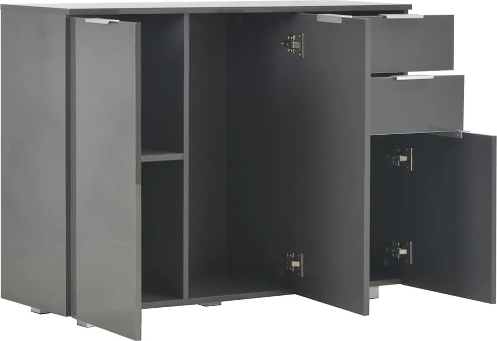 Příborník šedý s vysokým leskem 107x35x80,5 cm 283720