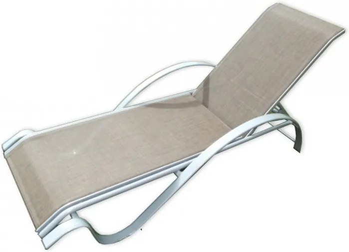 Elegantní relaxační kovové lehátko s textilním výpletem