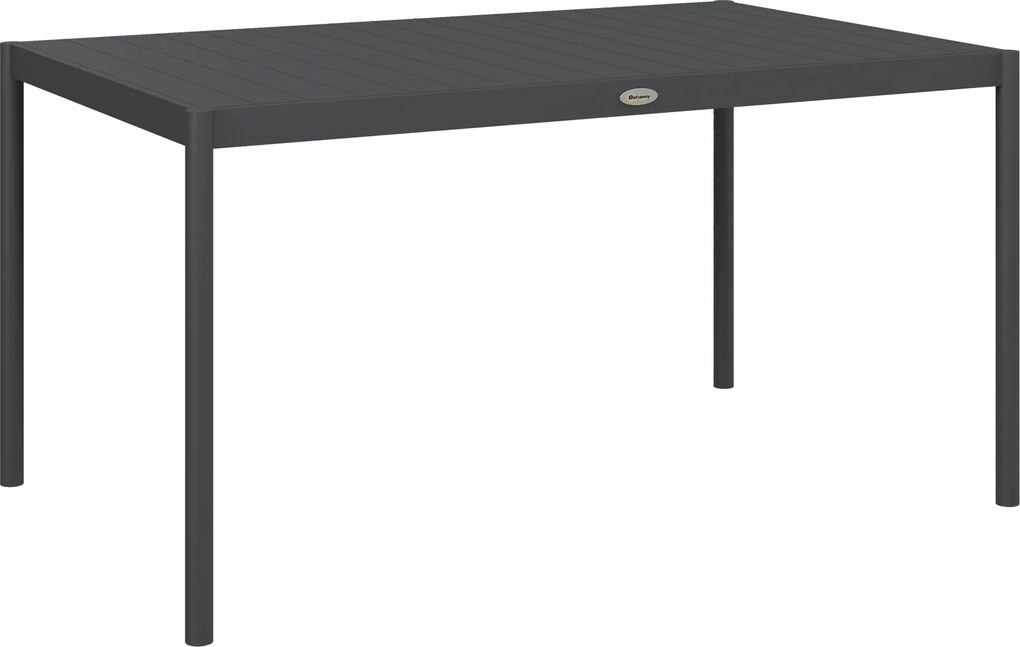 Outsunny zahradní stůl jídelní stůl pro 6 osob stůl na terasu stůl na balkon z hliníku tmavě šedý 145x90x74 cm na zahradu terasu