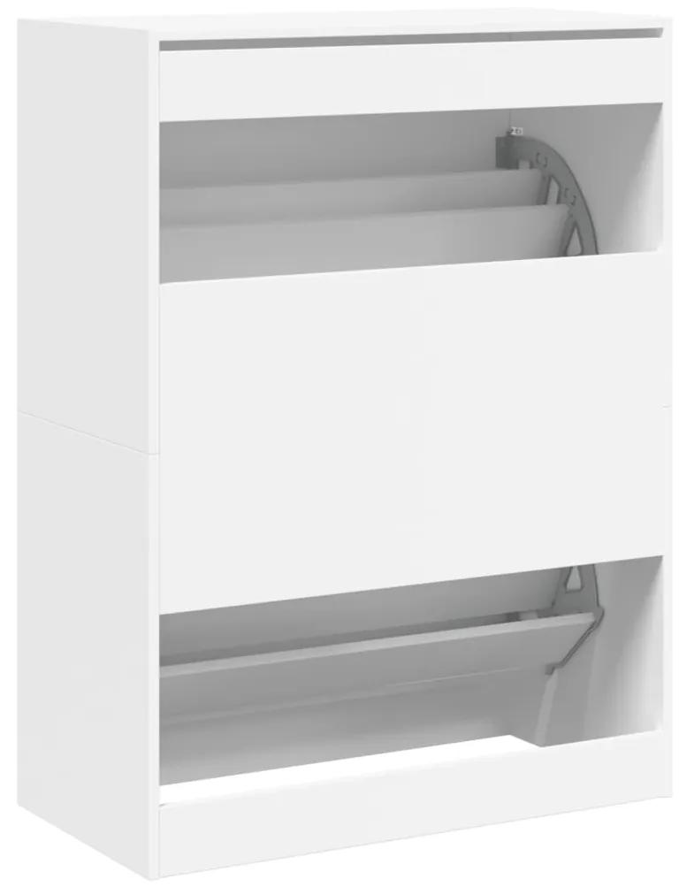 Botník se 2 výklopnými zásuvkami bílý 80 x 42 x 108 cm - Default Title