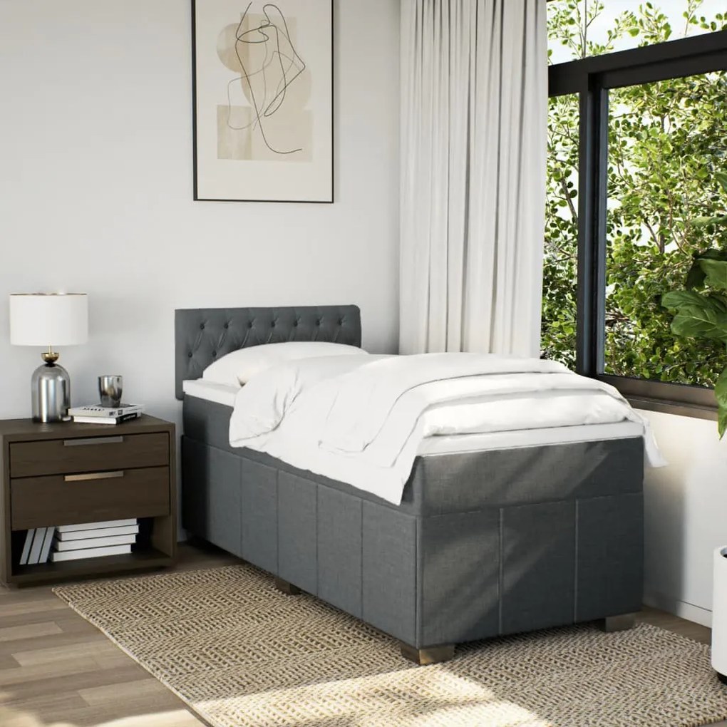 Box spring postel s matrací tmavě šedá 80 x 200 cm textil 3286903
