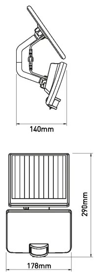 LED Solární nástěnné svítidlo se senzorem LED/8W/3,7V 2000 mAh IP54