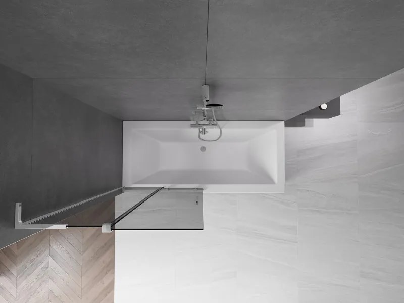 Mexen Velar L, 2-křídlová posuvná vanová zástěna 90 x 150 cm, 8mm šedé sklo, chromový profil, 896-090-003-41-01