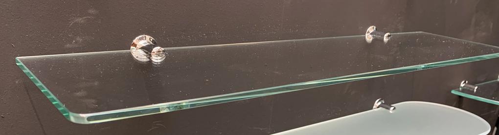 Amirro Skleněná polička doplněk doplňky nábytek SHELF GLASS - 49,8 x 12 cm včetně úchytů 100-142