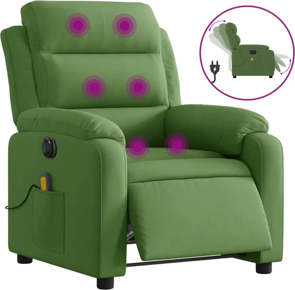 Elektrické masážní polohovací křeslo světle zelené samet 3205084