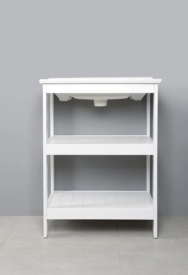 Aqualine Aqualine, ETIDE policová umyvadlová skříňka 61,5x85x44 cm, matná bílá, ET610