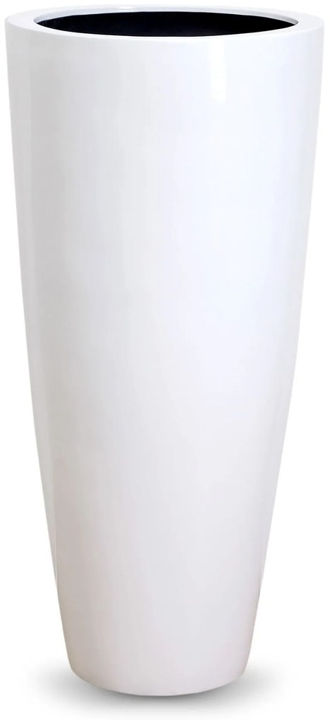 Exkluzivní květináč CITY, sklolaminát, výška 100 cm, bílý lesk
