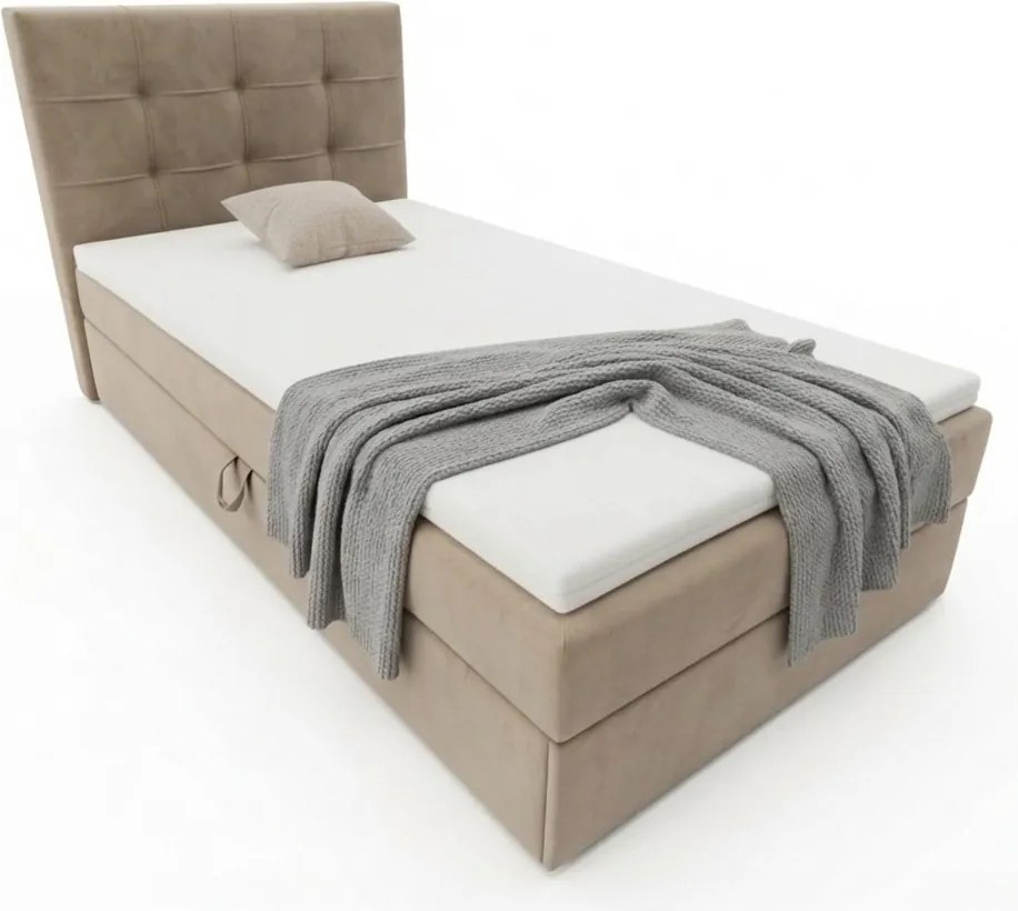 Čalouněná postel boxspring DIRELIS TRINITY 90x200 cm béžová Matrace: Matrace Bonell pružinová