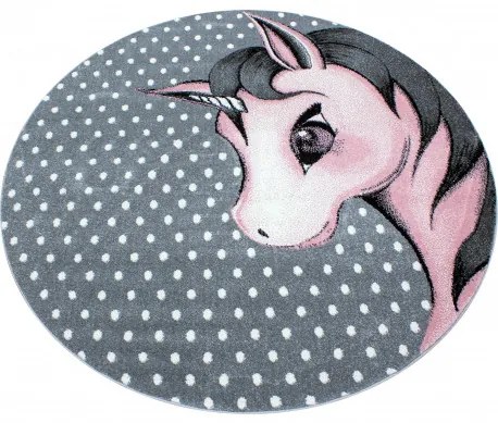 Ayyildiz koberce Kusový koberec Kids 590 pink kruh Bílá, Růžová, Šedá - 160x160 (průměr) kruh cm