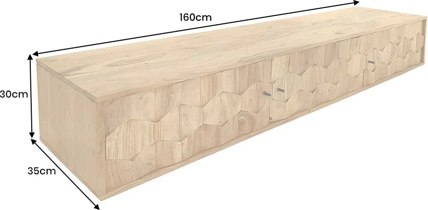 Designový závěsný TV stolek Justice 160 cm akácie