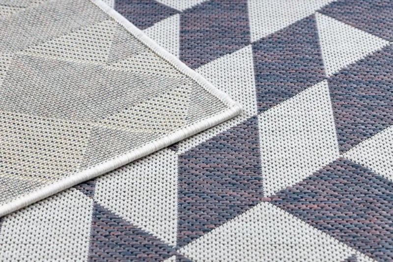 Dywany Łuszczów Kusový koberec Sion Sisal Triangles 22373 ecru/blue-pink – na ven i na doma - 200x290 cm