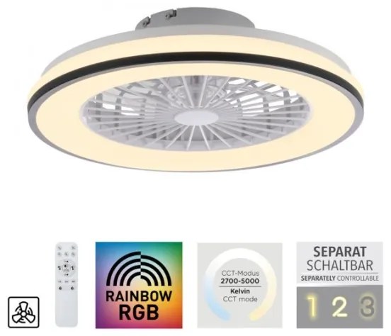 JUST LIGHT. 14447-18 - LED RGBW Stm stropní ventilátor LENO LED/44W/230V + DO