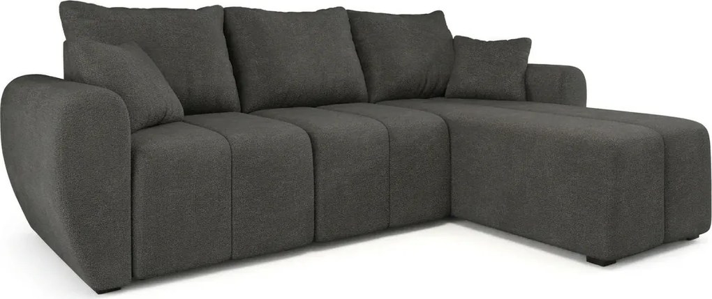 Rozkládací oboustranná sedací souprava do L SEVIO 246x145 cm, tmavě šedá + 2 polštářky ZDARMA