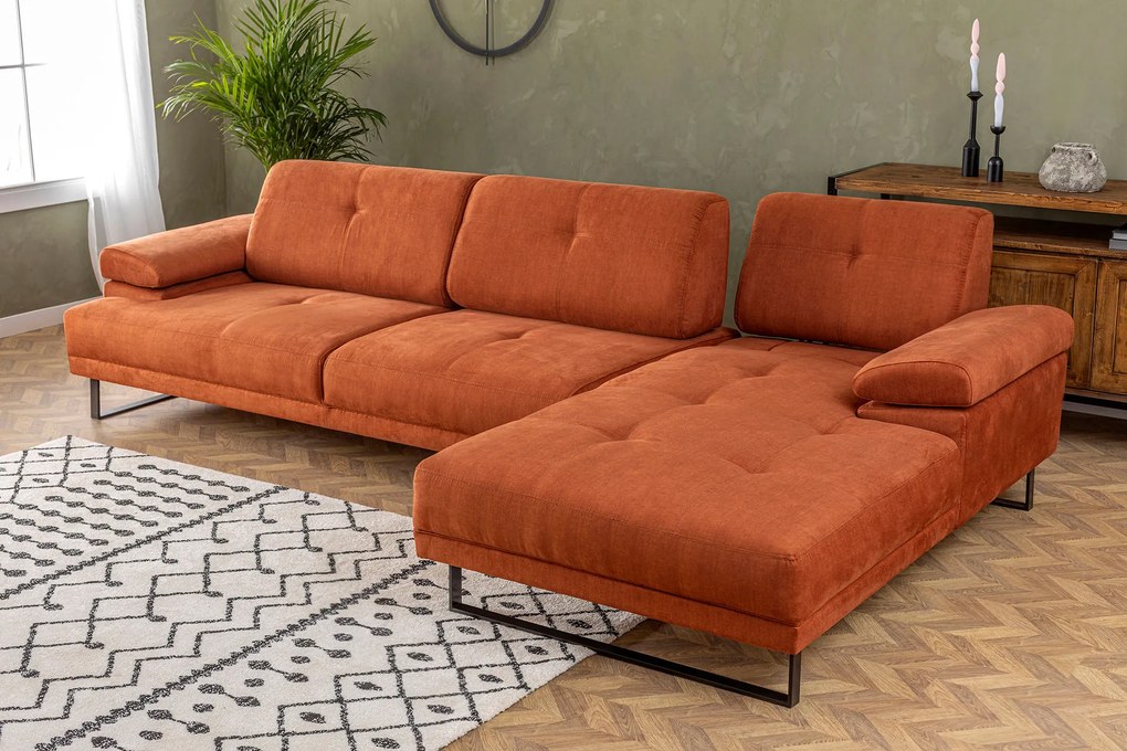 Hanah Home Čtyřmístná pohovka MUSTANG oranžová pravá 560ARE1216