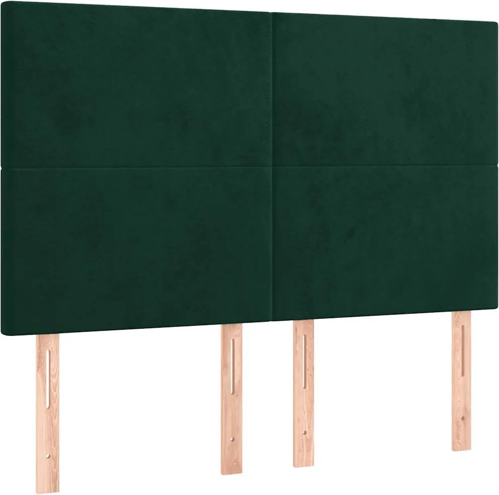 Box spring postel s matrací a LED tmavě zelená 140x190 cm samet 3136002