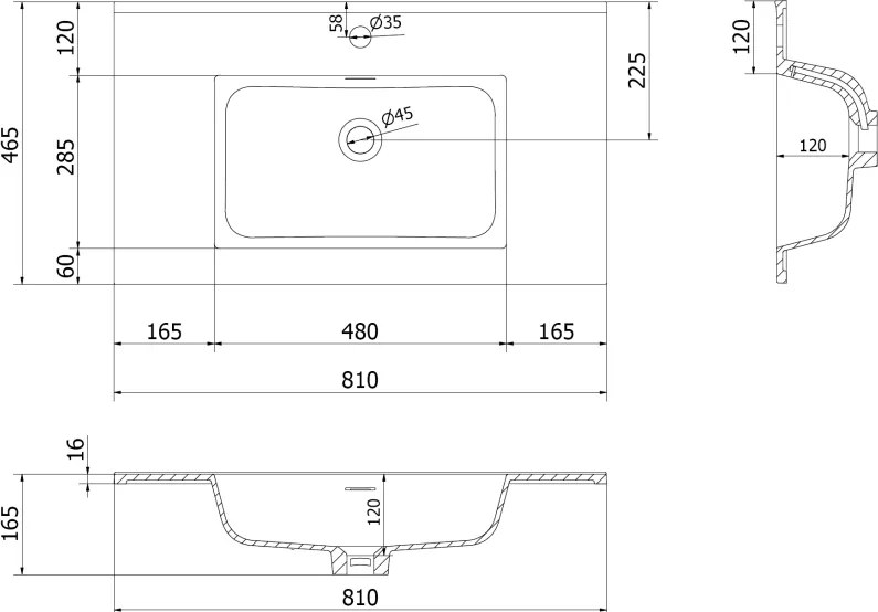 Mexen Rivel, koupelnová skříňka 80 cm s umyvadlem Otis, 1 zásuvka, drážkovaná, grafitová matná/bílá matná, 91A20-08023-1-BF66-W18M01