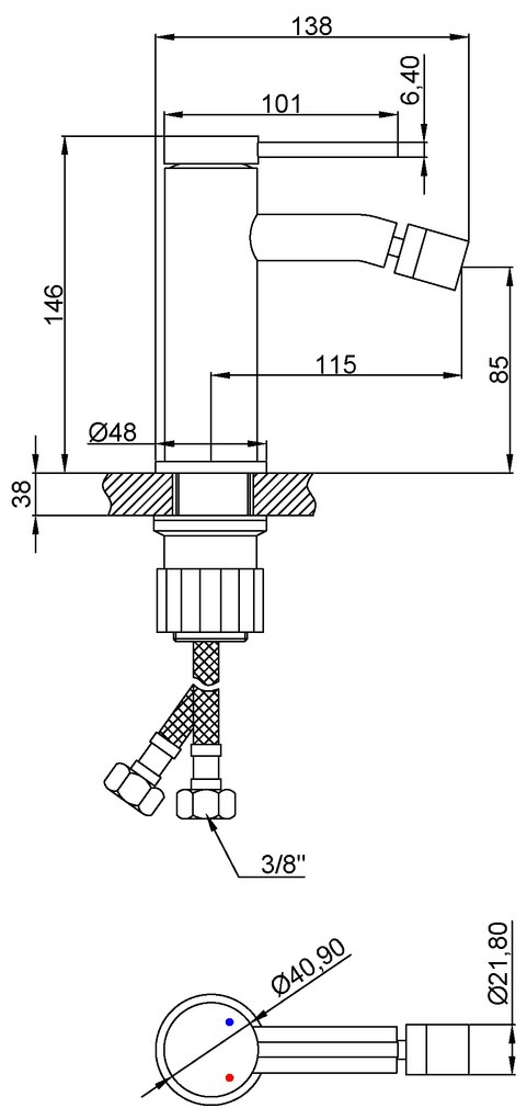 Invena Kalitea, bidetová baterie h-146, černá matná, INV-BB-72-004-V