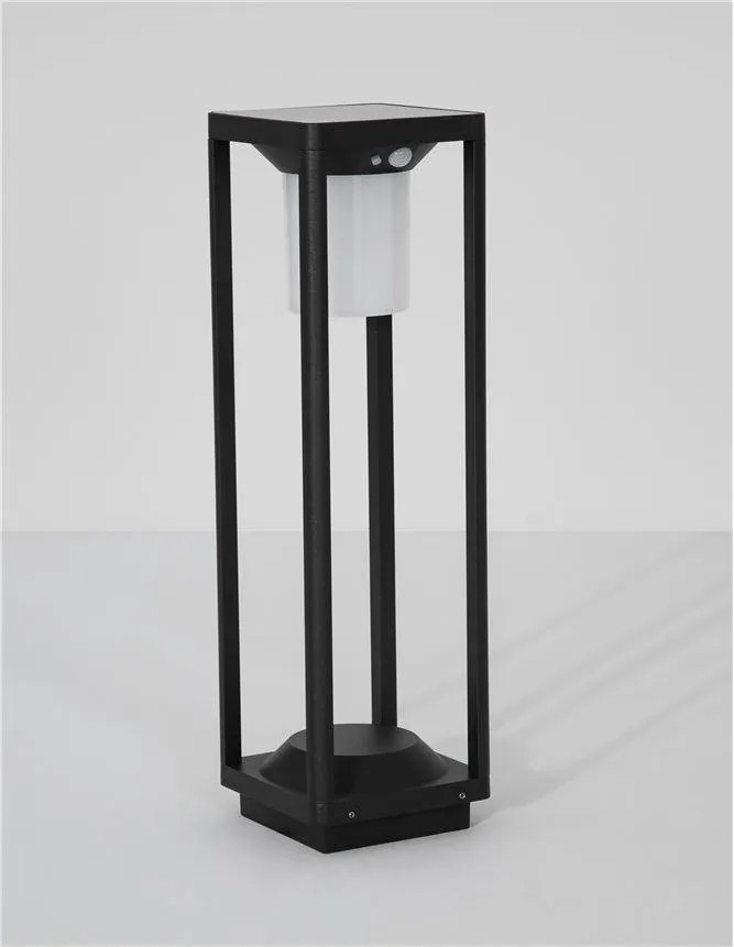 NV 9120622 Venkovní sloupkové svítidlo LOVETO antracitový hliník a akrylový difuzor LED 1.5W 3000K 3.7V 125st. IP65 solární / vypínač na těle / pohybový senzor - NOVA LUCE