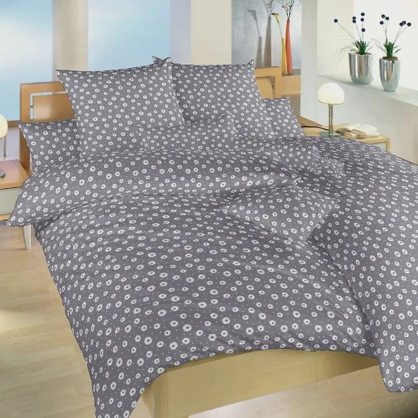 Dadka Povlak na polštář bavlna Anežka bílá na tmavě šedém  70x90 cm