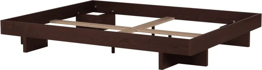 Hnědá dvoulůžková postel z MDF v dekoru jasanu bez čela s roštem 200x200 cm Kito – noo.ma