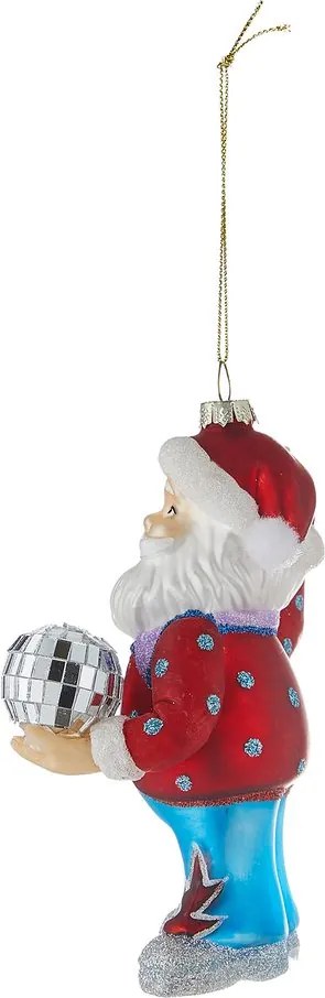HANG ON Skleněná ozdoba Santa a disko