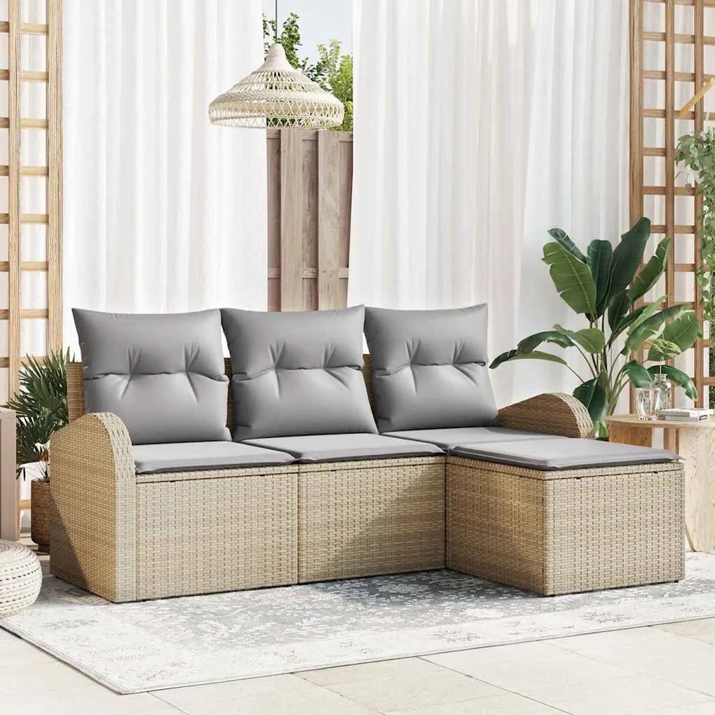 Set pohovek 4 ks Béžová a Světle šedá polyratan 3354659