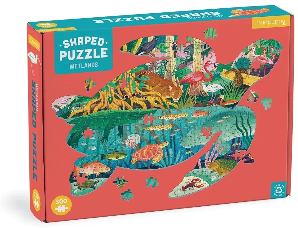 Mudpuppy Puzzle Mokřady ve tvaru želvy 300 dílků