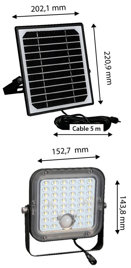 VELAMP LED solární reflektor SL365 1500 Lm se senzorem