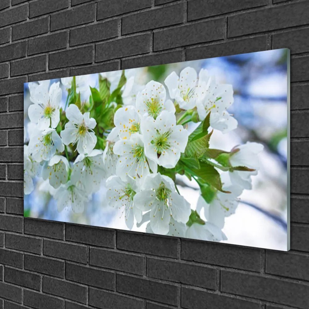 Obraz na skle Květiny Strom Listy Příroda 100x50 cm