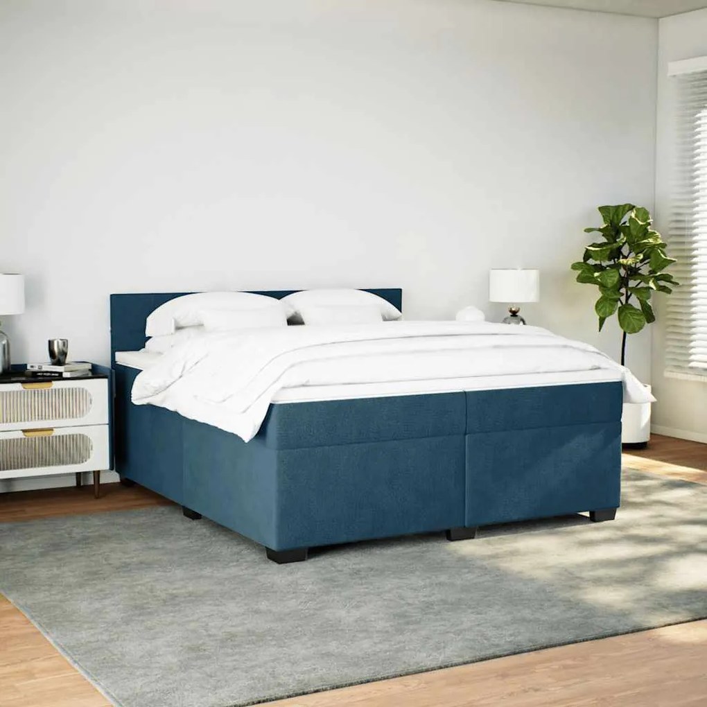 Box spring postel s matrací modrá 200 x 200 cm samet 3288706