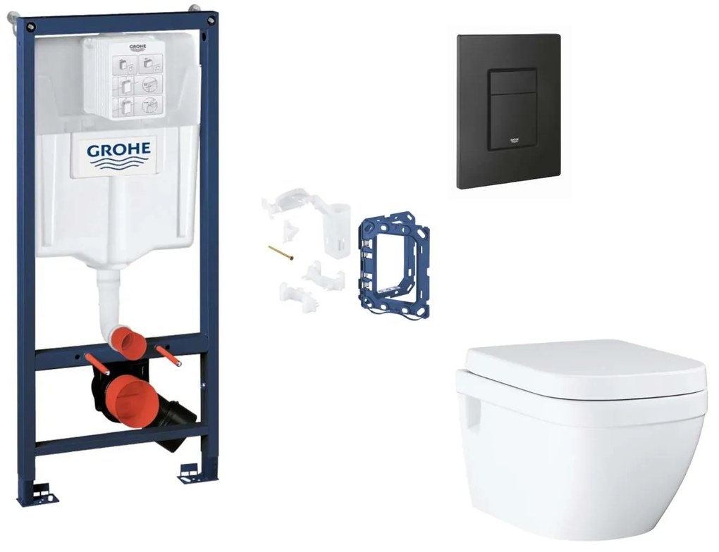 Grohe Rapid SL - Set předstěnové instalace, klozetu, sedátka SoftClose, tlačítka Even a sady pro vhazování tablet, phantom black SANI11BB5137