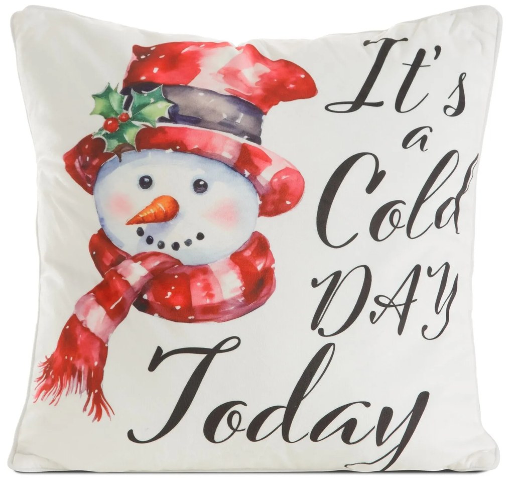 VÁNOČNÍ DEKORAČNÍ POVLAK NA POLŠTÁŘ SNOWMAN 45X45 CM VZOROVANÁ