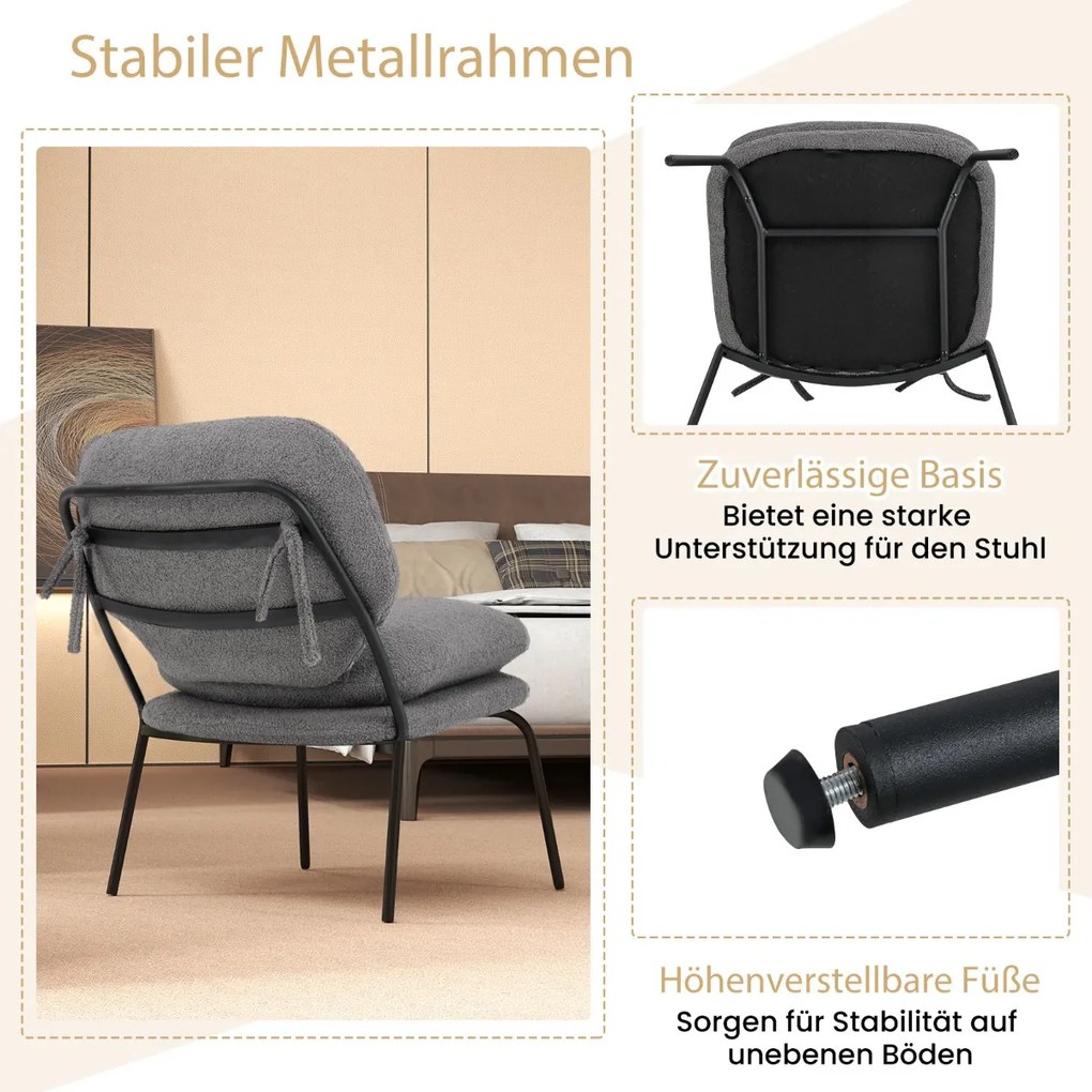 Costway Armless Accent Chair s Teddy Fleece potahem a křeslem pro volný čas