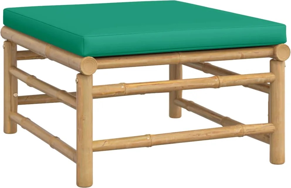 7dílná zahradní sedací souprava se zelenými poduškami bambus 3155165