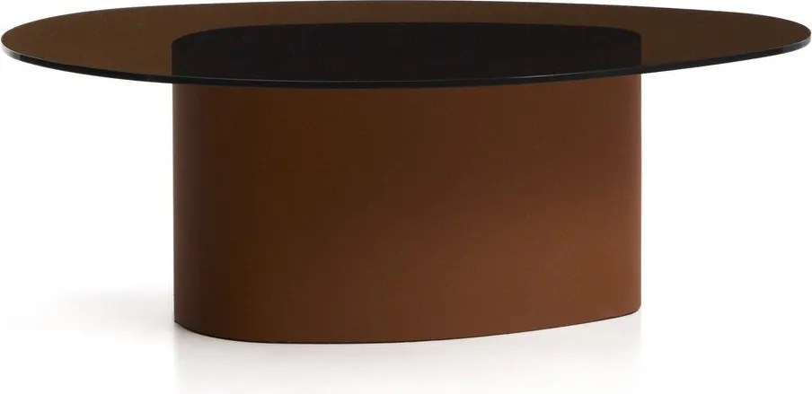 Hnědý konferenční stolek se skleněnou deskou 81x140 cm Olir – Kave Home