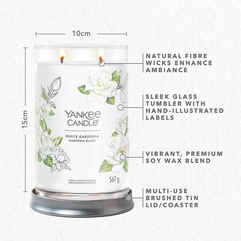 Yankee Candle vonná svíčka Signature Tumbler ve skle velká White Gardenia 567g