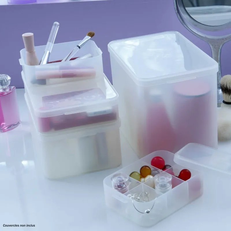 SUNDIS Plastový úložný organizér Pure Box A5 vysoký, mléčný 24,2 x 15,5 x 18,2 cm