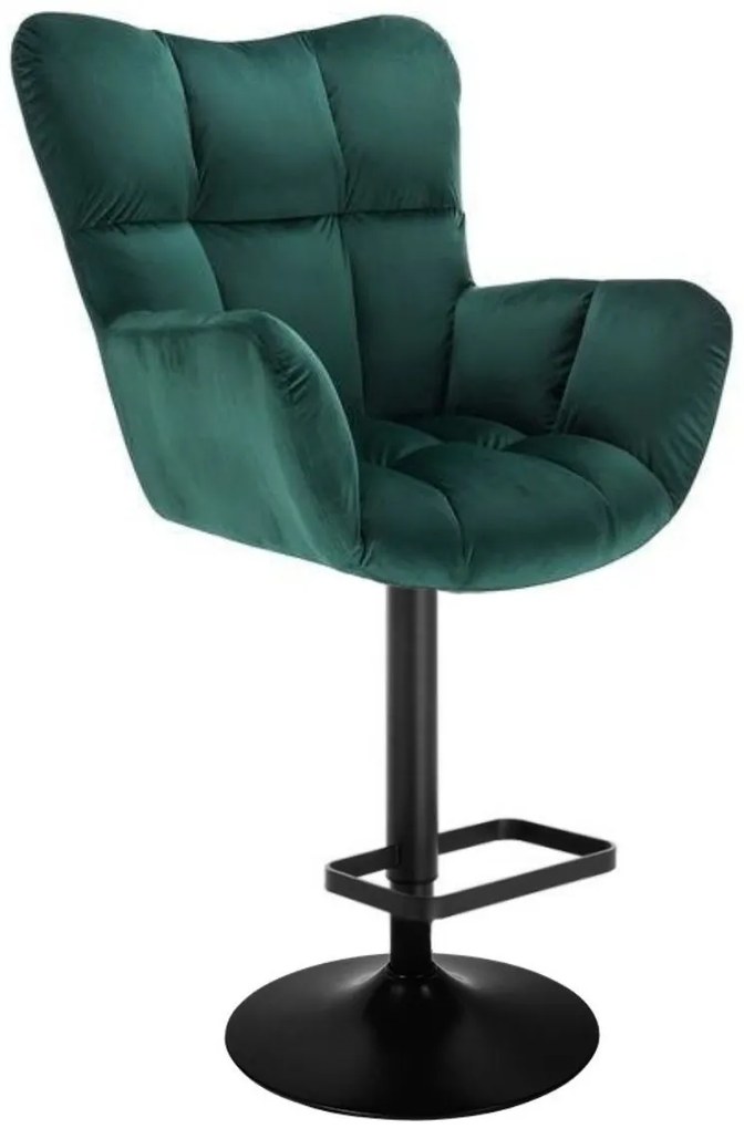 LuxuryForm DESIGN Barové křeslo AURORA VELUR na černé kulaté podstavě - zelené