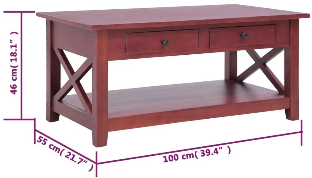 Konferenční stolek hnědý 100 x 55 x 46 cm masivní mahagon - Default Title